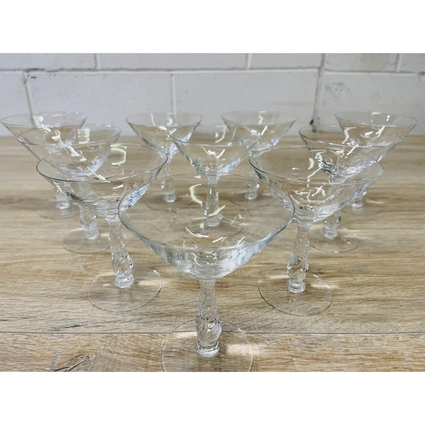 Vintage 1950s Mitre Cut Glass Coupes, Set of 10 – 2bModern